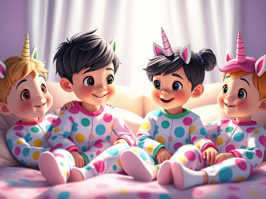animation-of-boys-and-girls-wearing-unicorn-pajamas-in-children – נשות ...